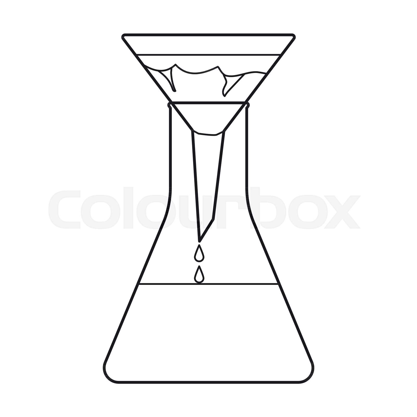 Filtration of water solution in a conical flask icon in outline style ...