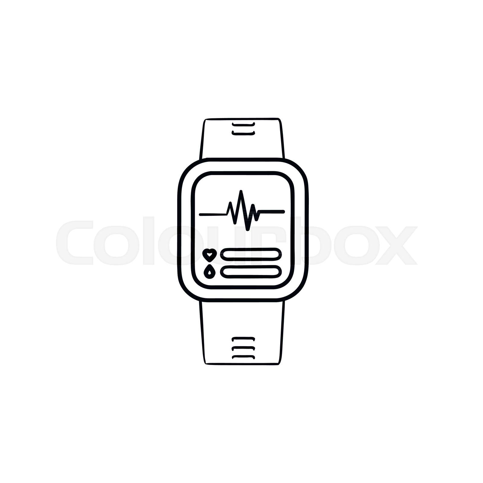 Smartwatch hand drawn outline doodle icon. | Stock vector | Colourbox