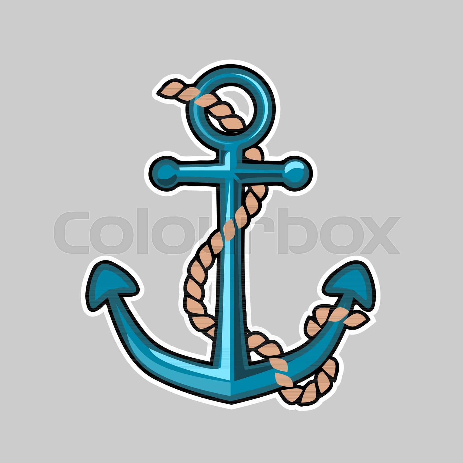 Cartoon anchor with a rope | Stock vector | Colourbox