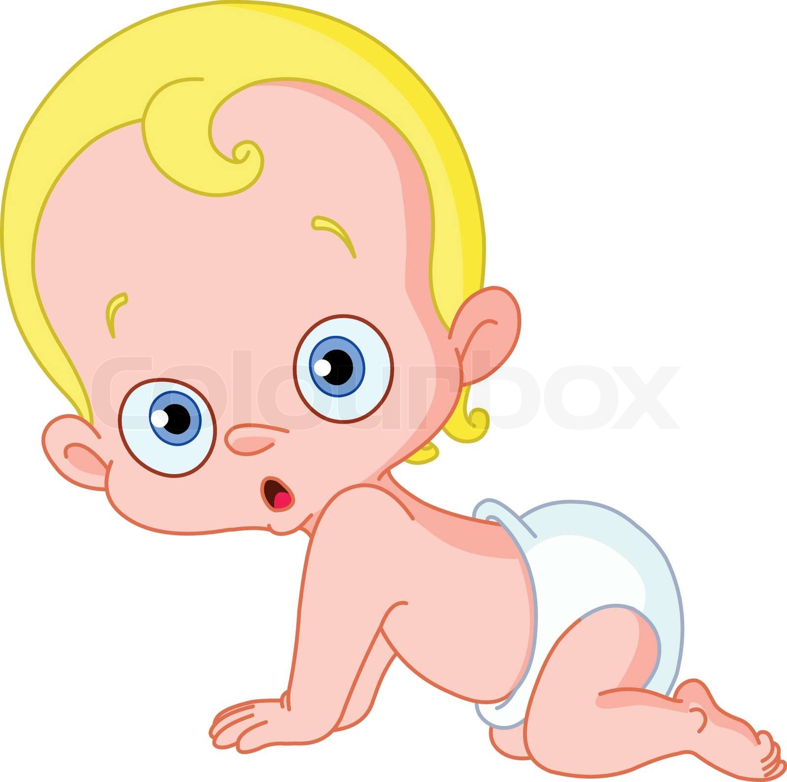 Cute baby crawling | Stock vector | Colourbox