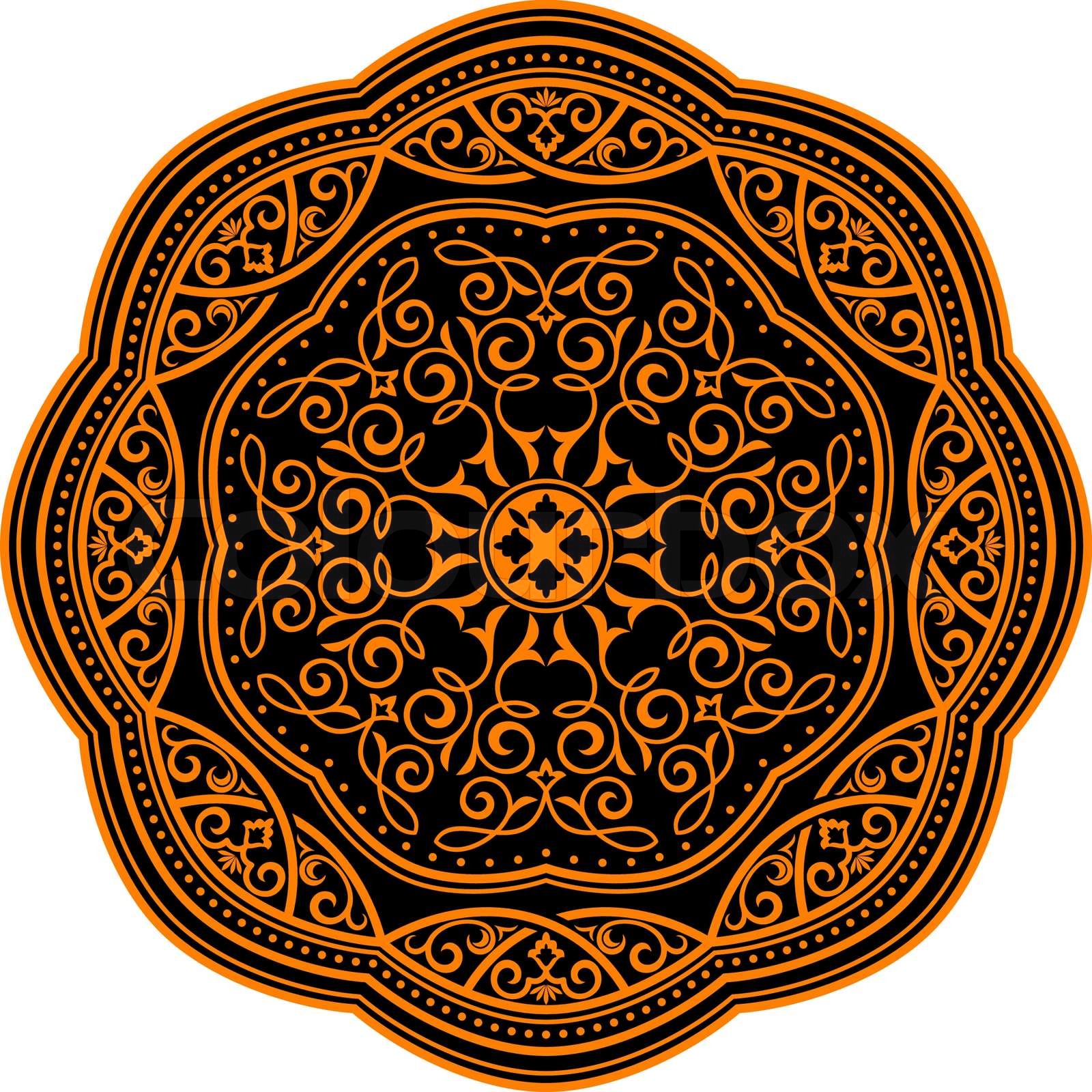 Circle ornament in medieval style for decorate plates or another ...