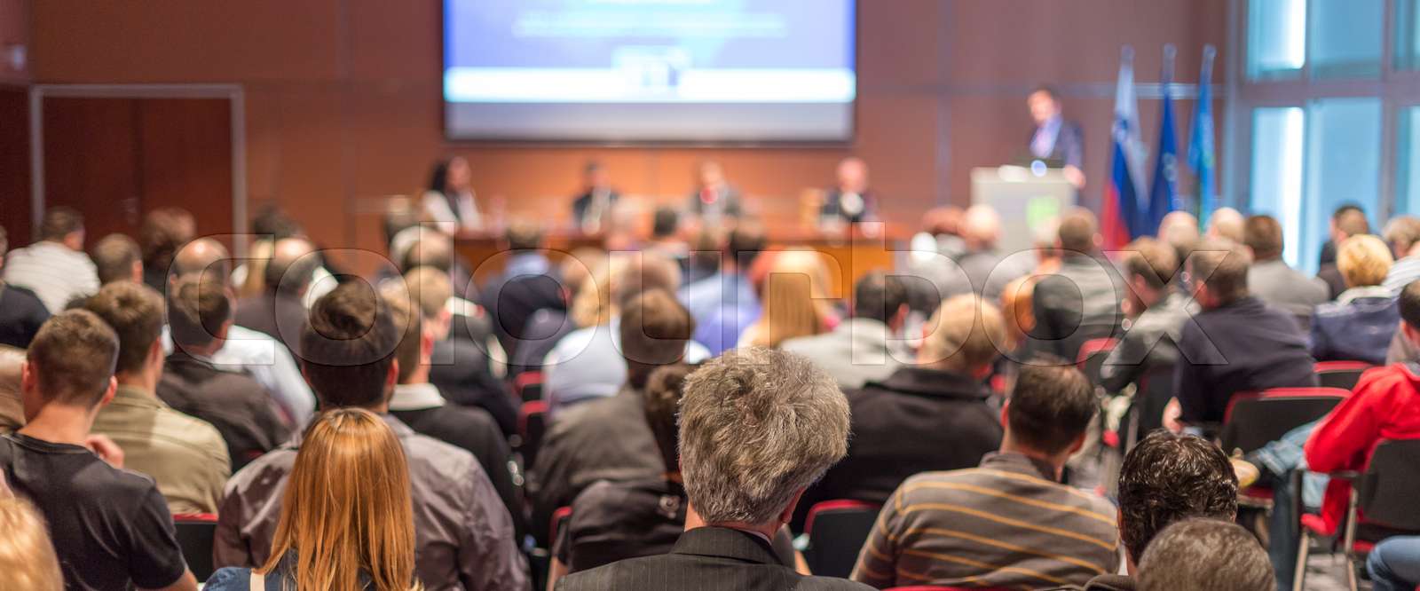 Business speaker giving a talk at business conference event. | Stock ...