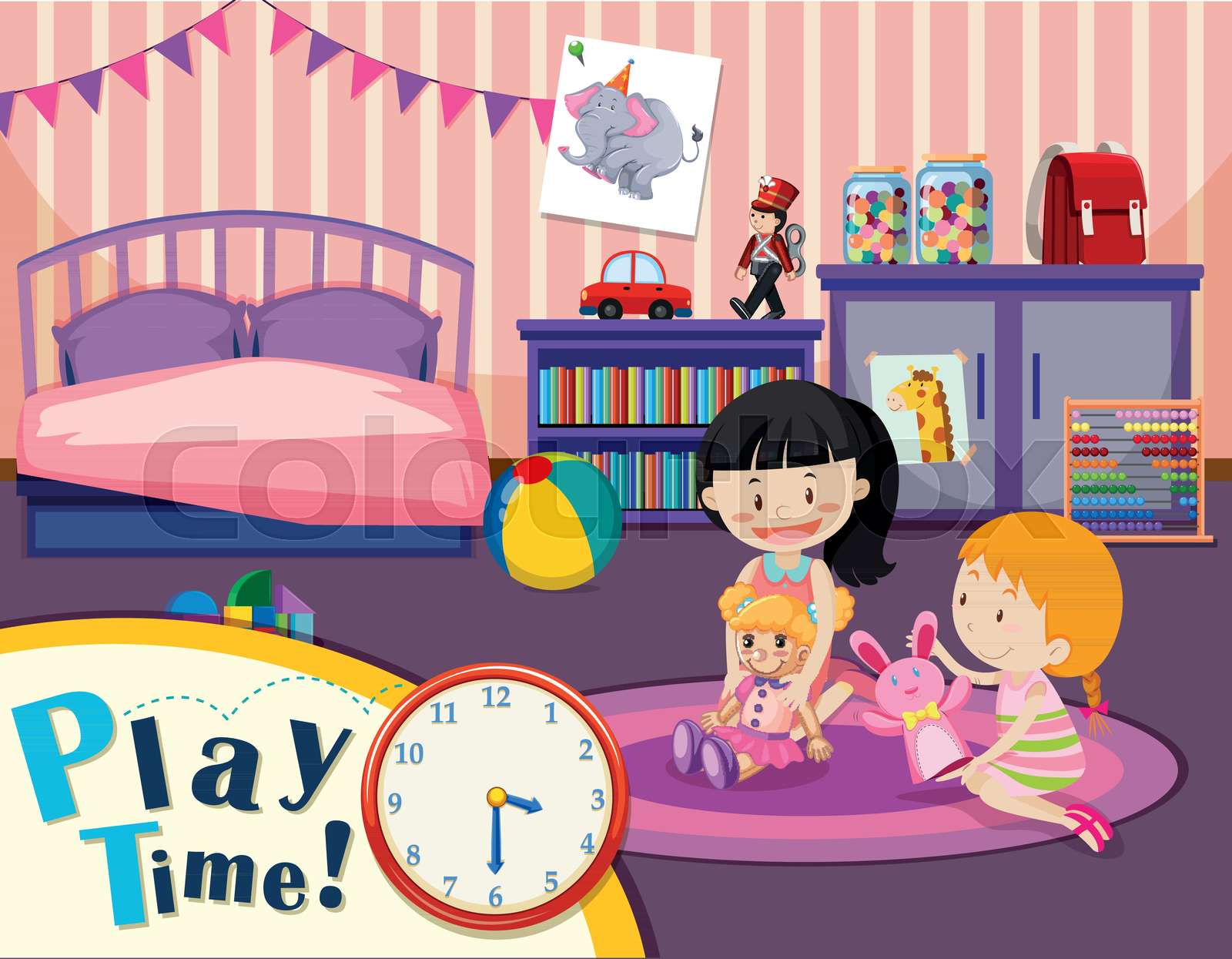 Young girls play time | Stock vector | Colourbox