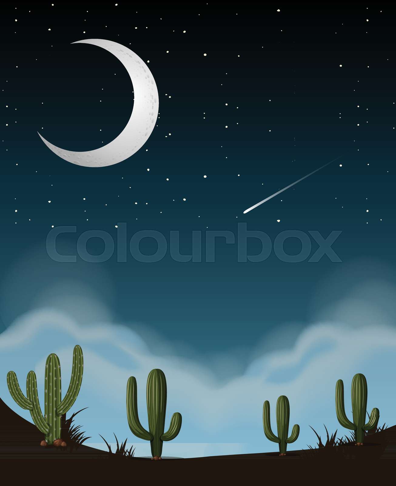A desert at night | Stock vector | Colourbox
