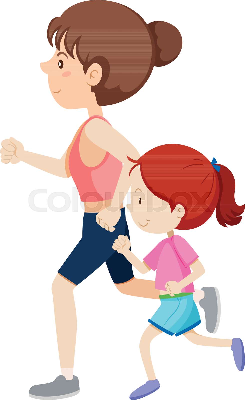 Mother and daughter running | Stock vector | Colourbox
