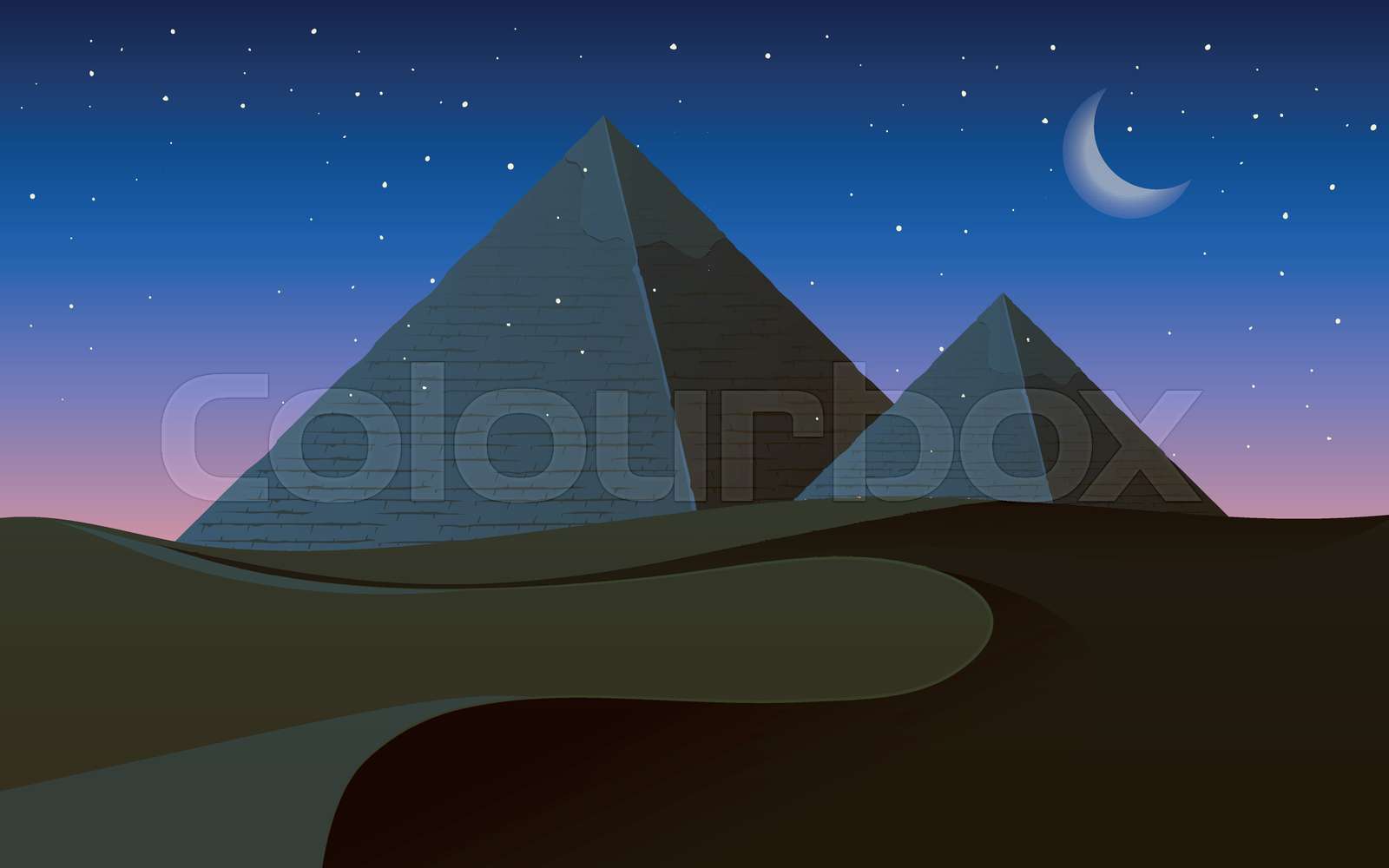A desert at night | Stock vector | Colourbox