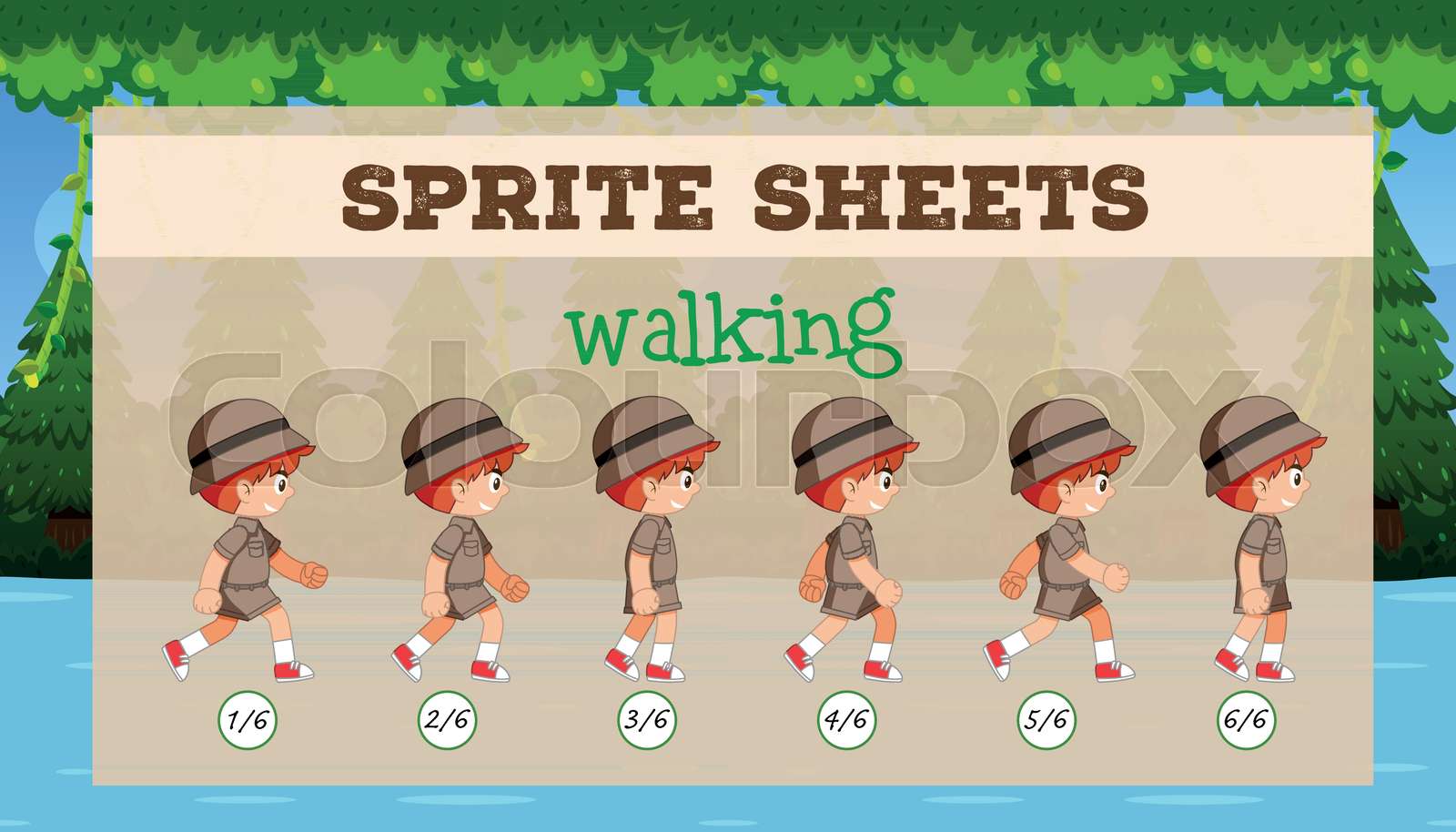 A sprite sheet walking game template | Stock vector | Colourbox