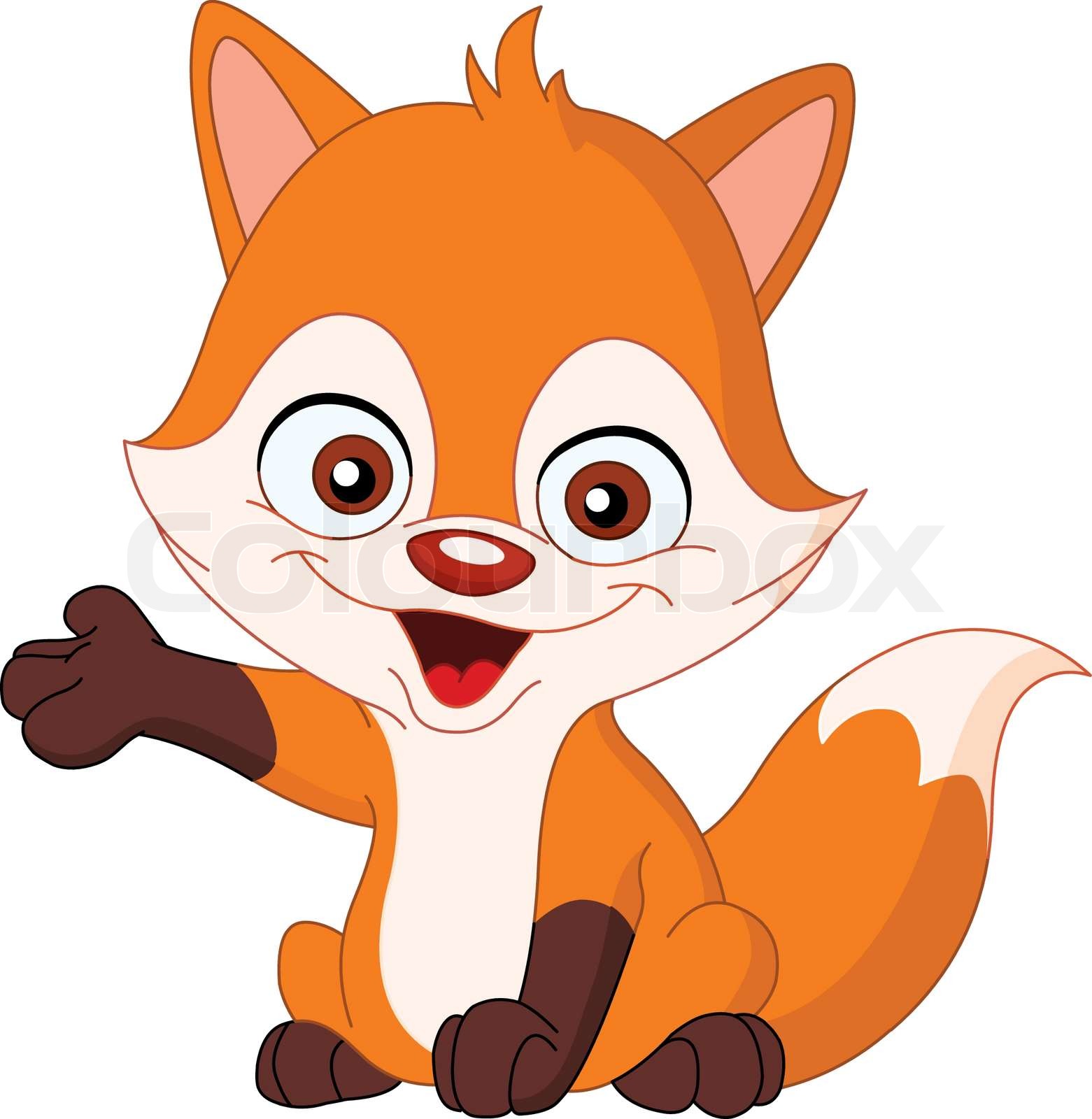 Cute baby fox presenting | Stock vector | Colourbox