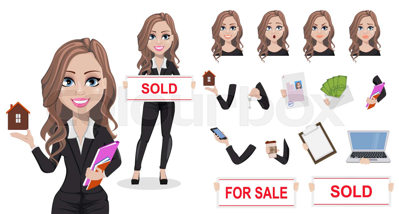 Beautiful realtor woman. A real estate agent | Stock vector | Colourbox