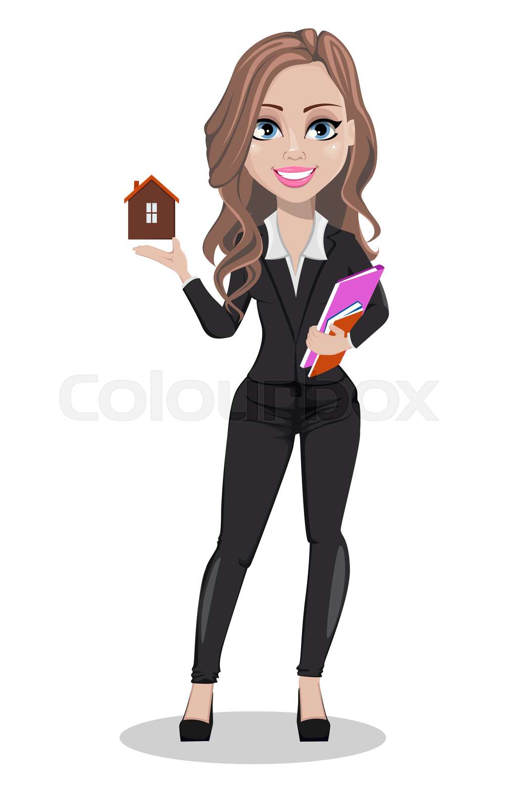 Beautiful realtor woman. A real estate agent | Stock vector | Colourbox