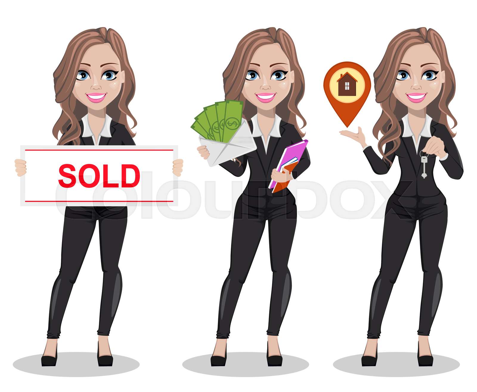 Beautiful realtor woman. A real estate agent | Stock vector | Colourbox