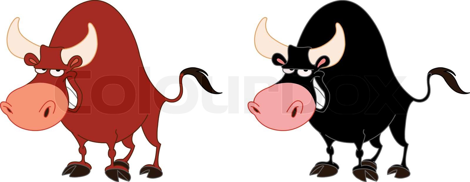 Cartoon Stier in zwei verschiedenen Farbvarianten | Stock-Vektor ...