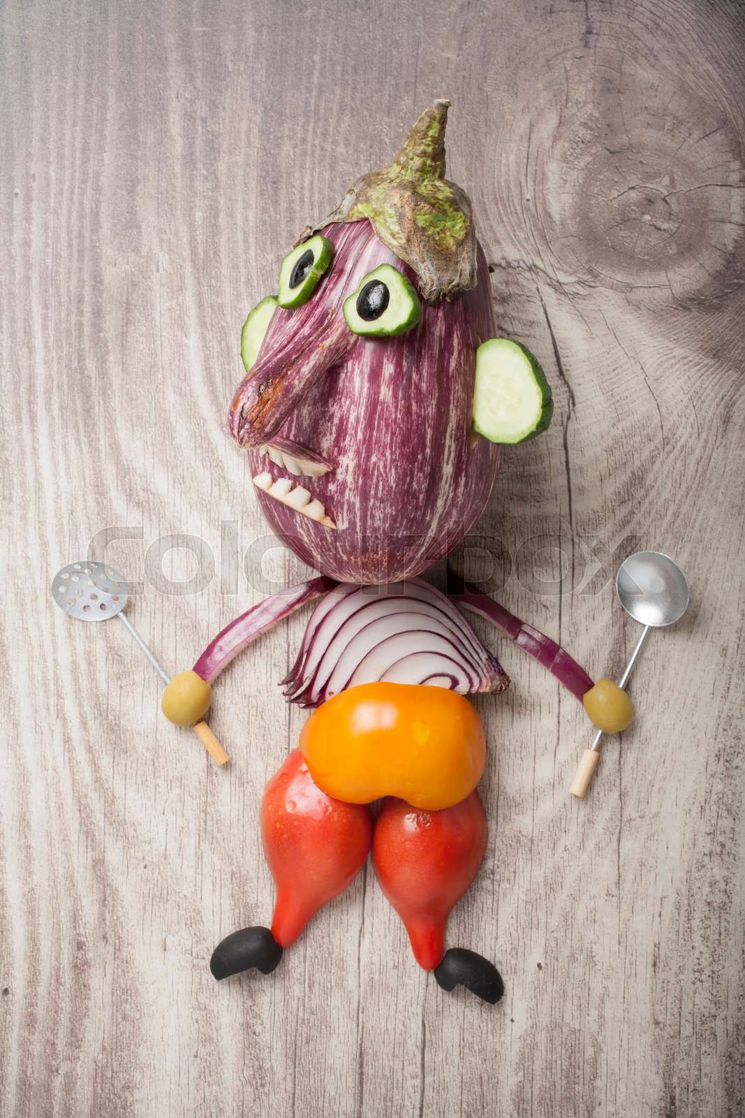 Creative idea for making a human figure with vegetables. | Stock image ...