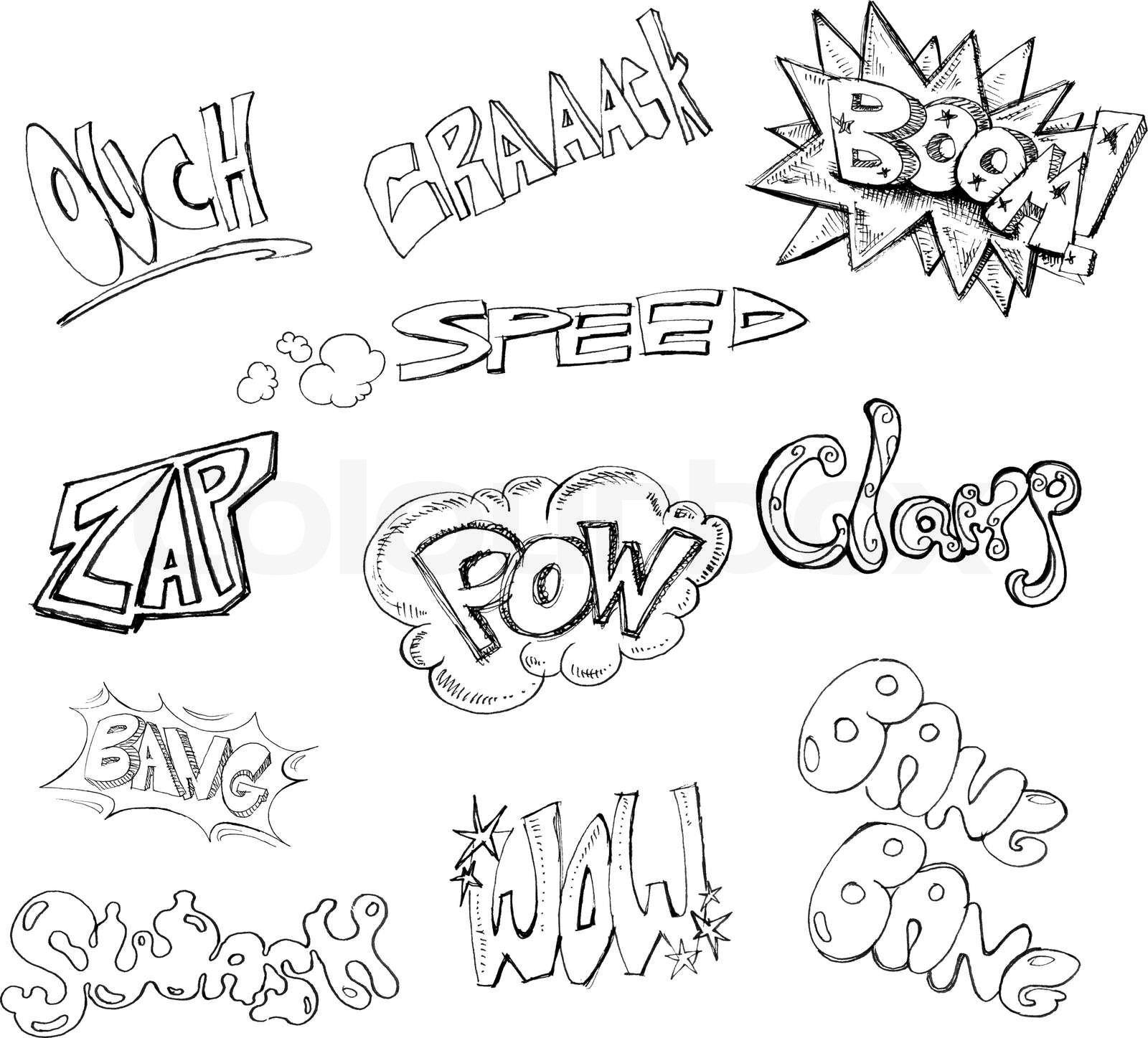 Handwritten comic book words | Stock vector | Colourbox