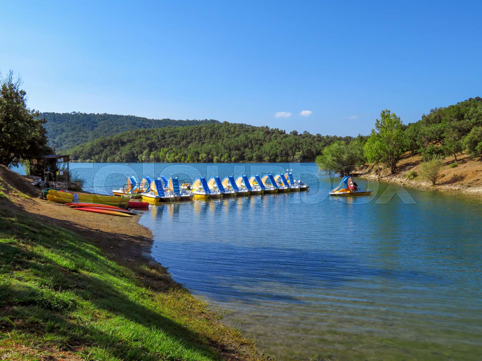 France - Lake St Cassien - Boat station | Stock image | Colourbox