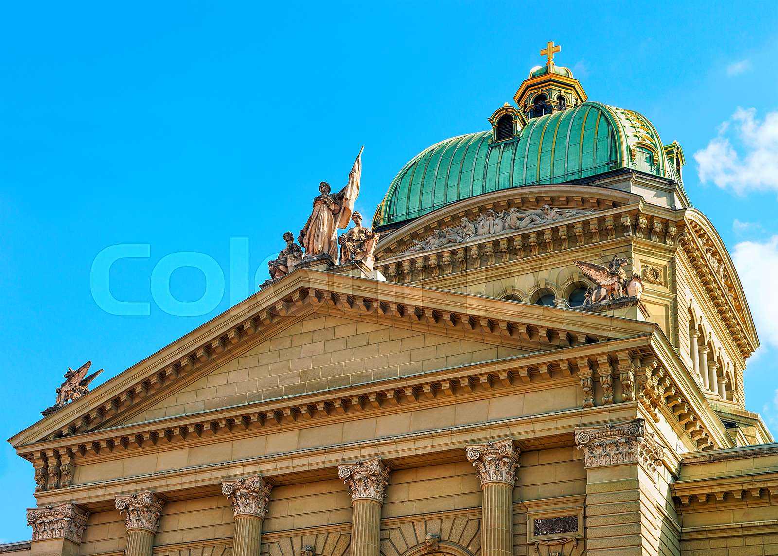 Detail of the Swiss Parliament building Bern | Stock image | Colourbox