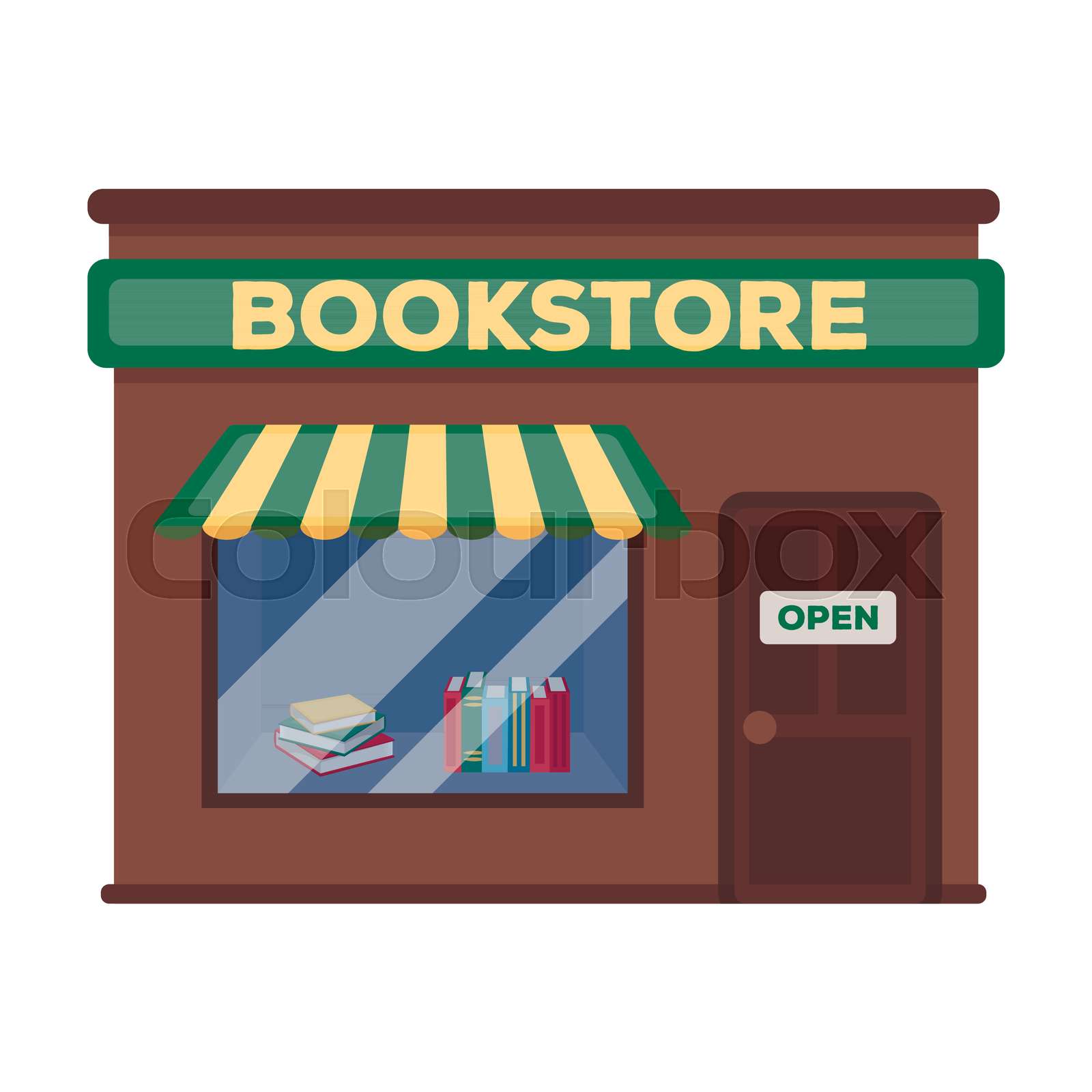 Bookstore icon in cartoon style isolated on white background. Library ...