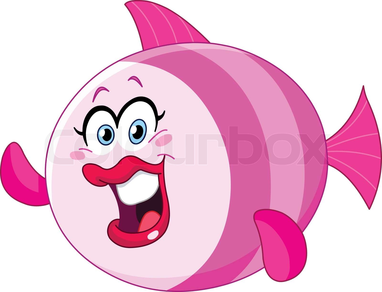 Cute female fish waving with her fin | Stock vector | Colourbox