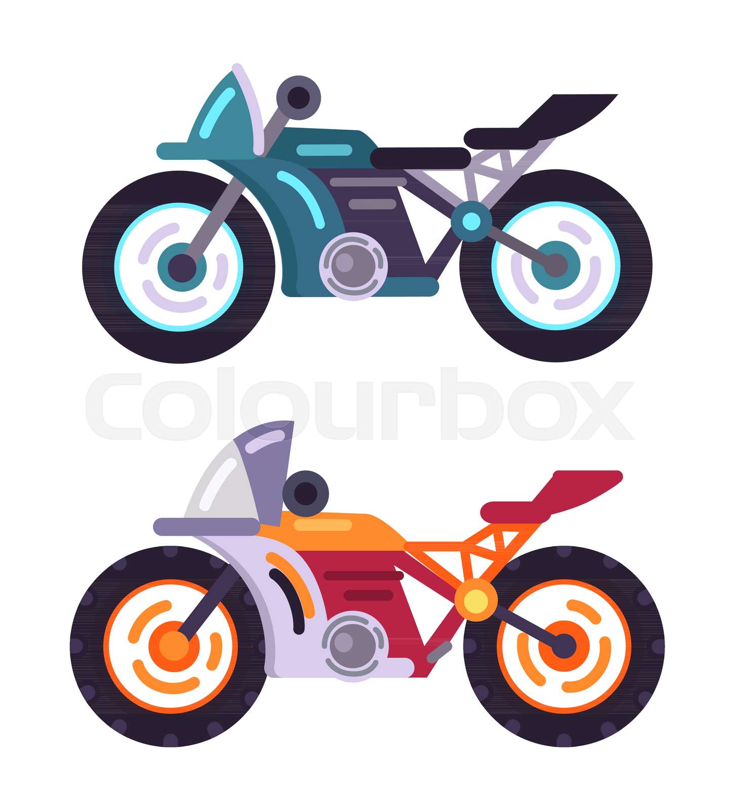 Scooters Motorized Modern Motorbikes Models Set | Stock vector | Colourbox