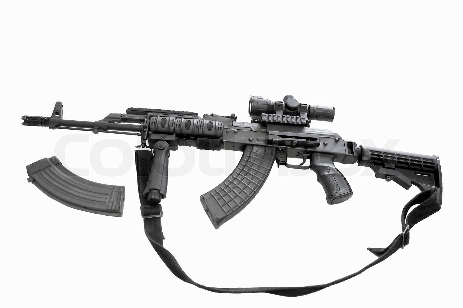 AK-47 assault rifle on a white back ground | Stock image | Colourbox