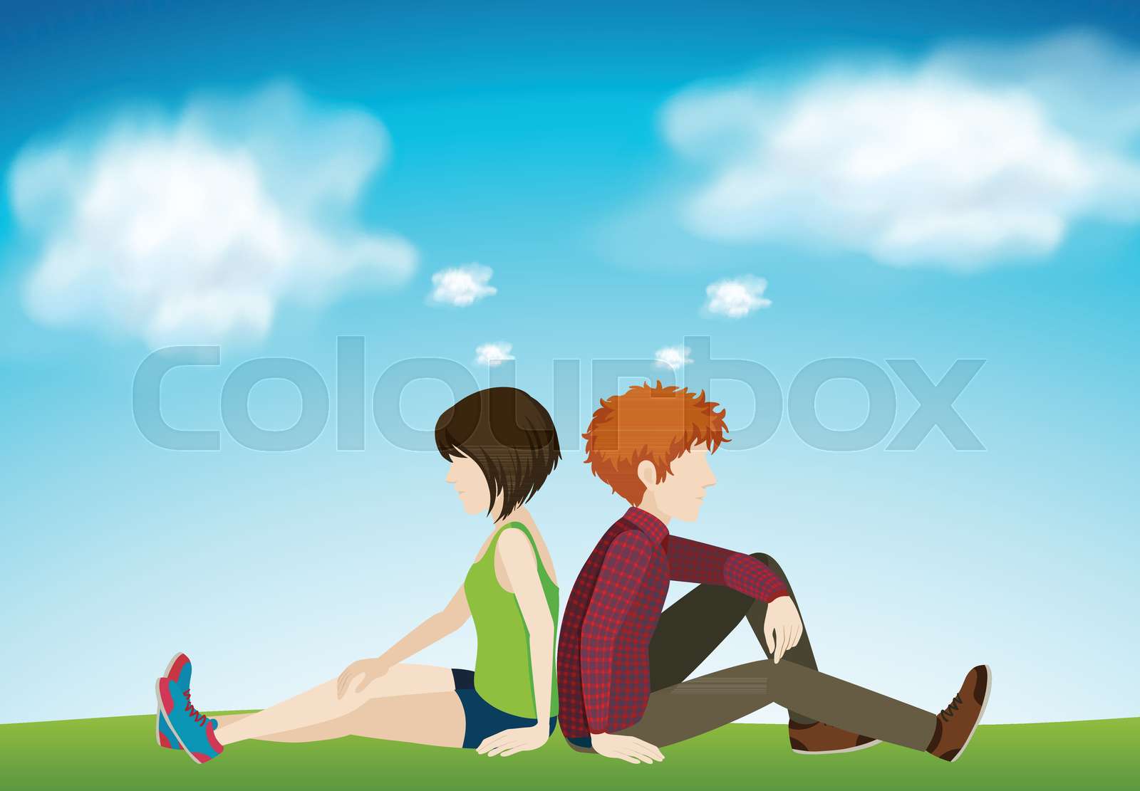 Two people sitting together | Stock vector | Colourbox