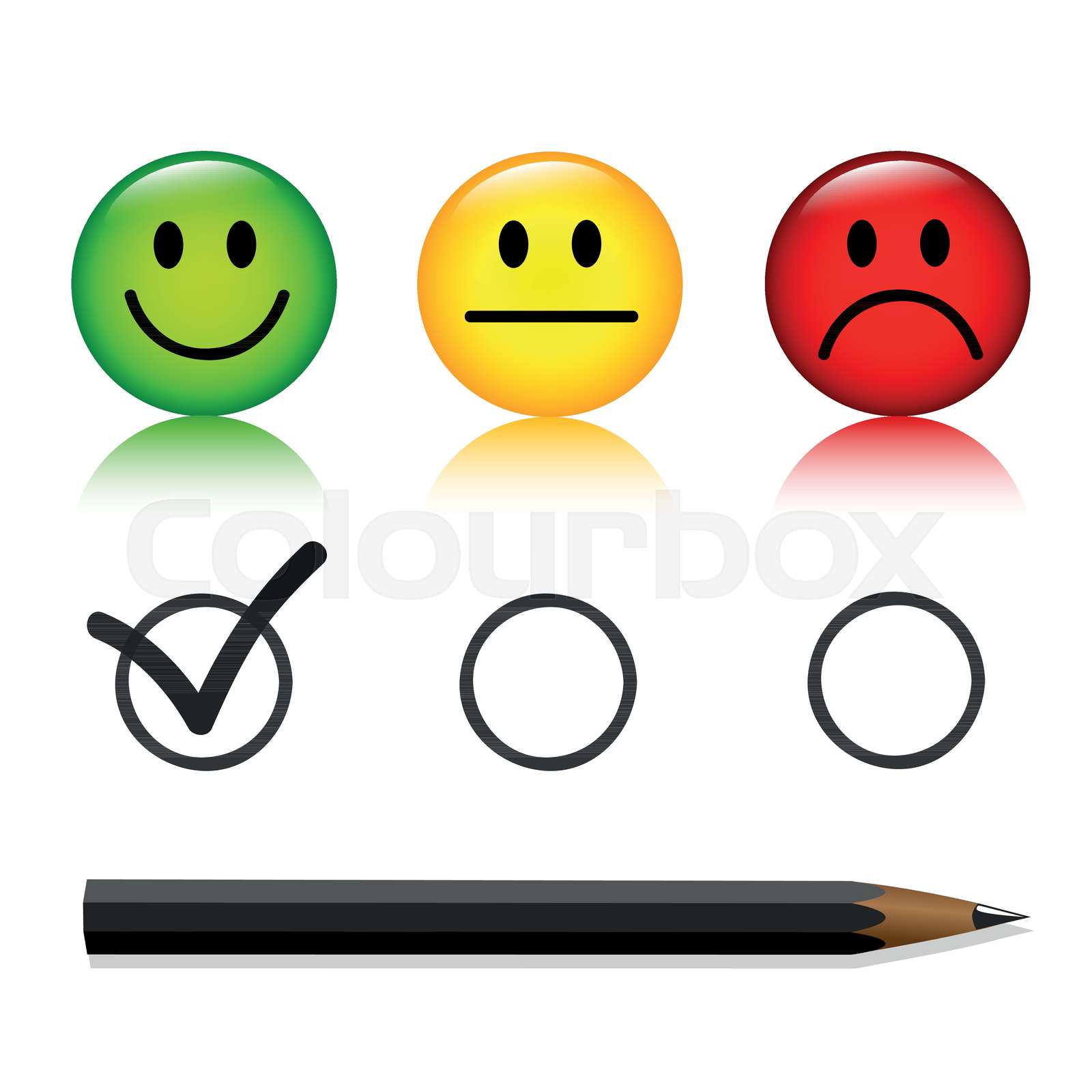 emoticon smiley rating set with pen happy isolated on white background ...