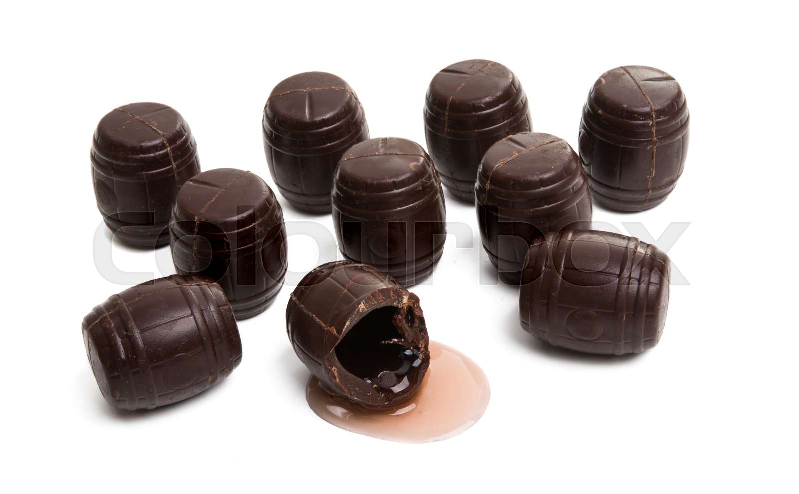 chocolate barrels with liquor | Stock image | Colourbox