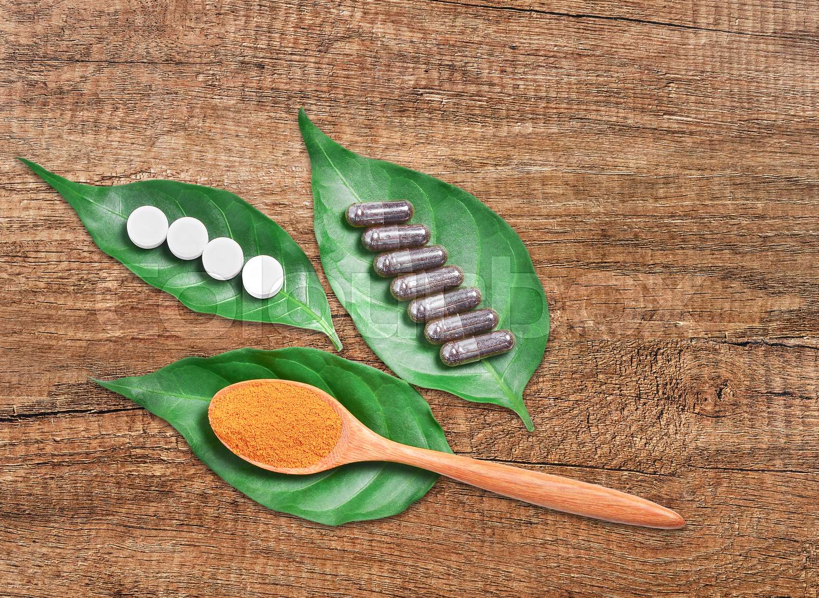 Powder medicine herb and capsule. | Stock image | Colourbox