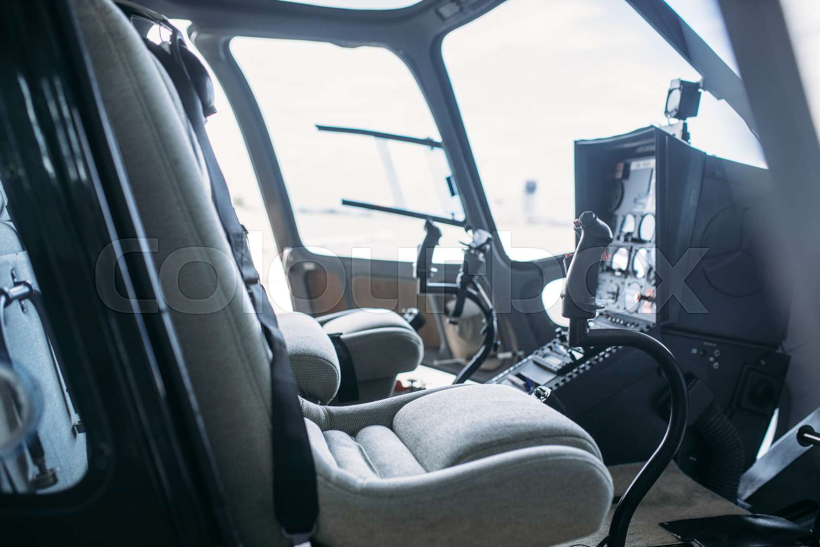 Inside helicopter cabin, control panel, side view | Stock image | Colourbox