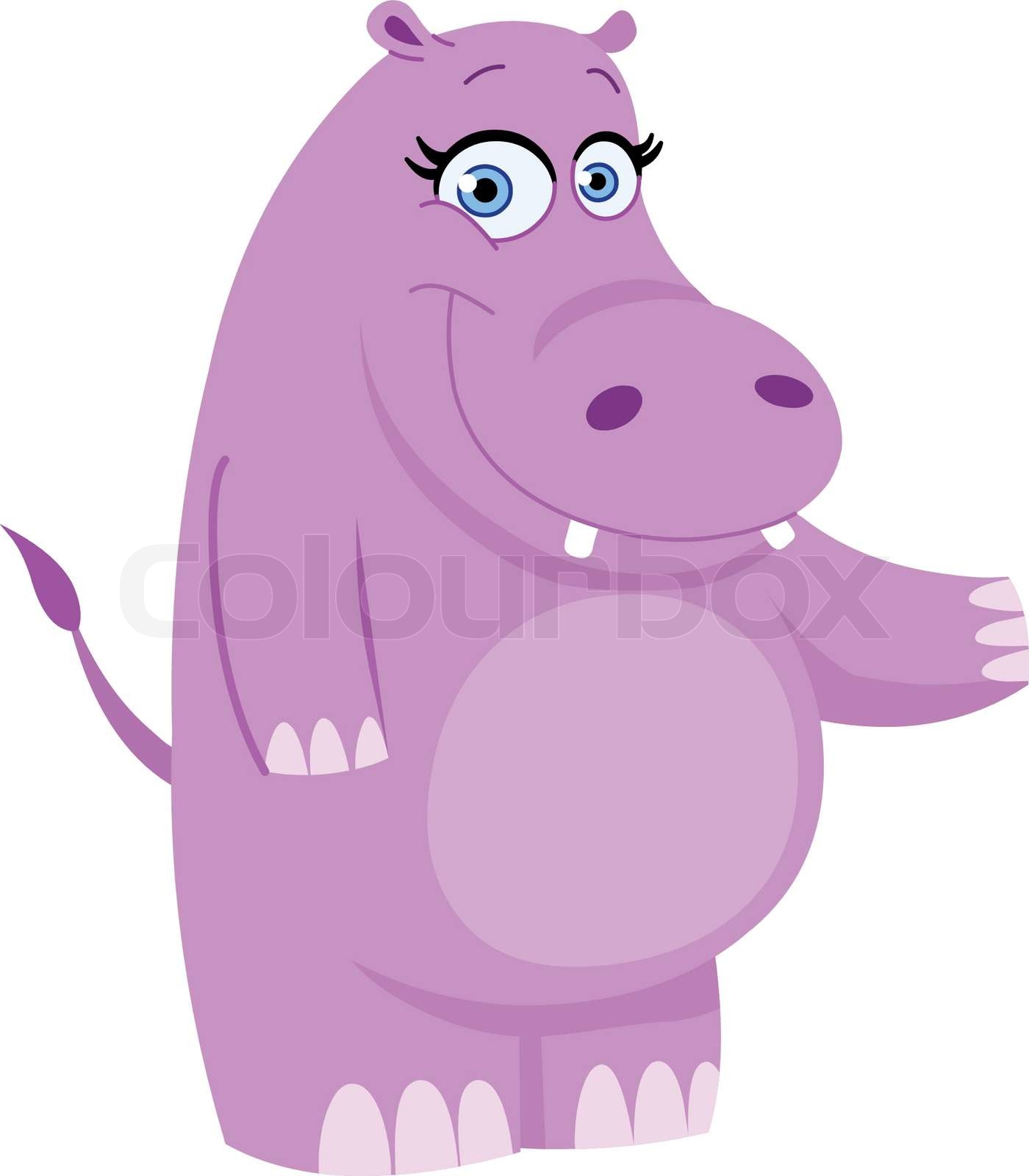 Cute flodhest præsenterer sig med hånden | Stock vektor | Colourbox