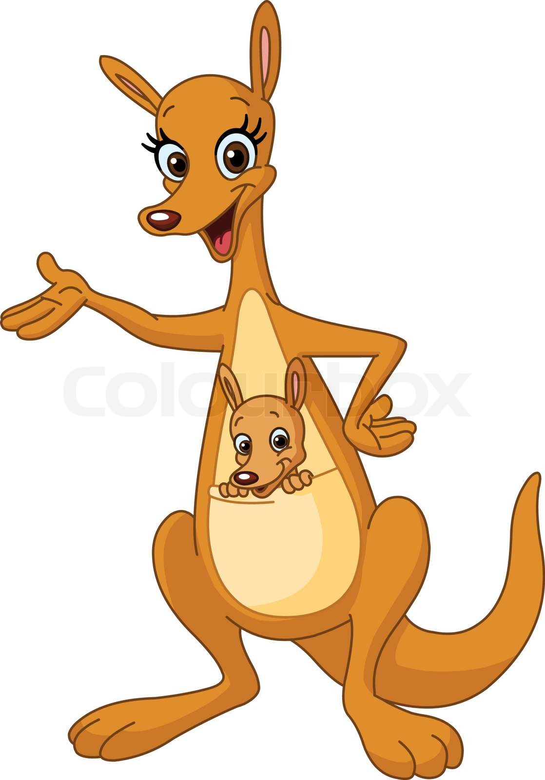 Mother kangaroo with her baby | Stock vector | Colourbox