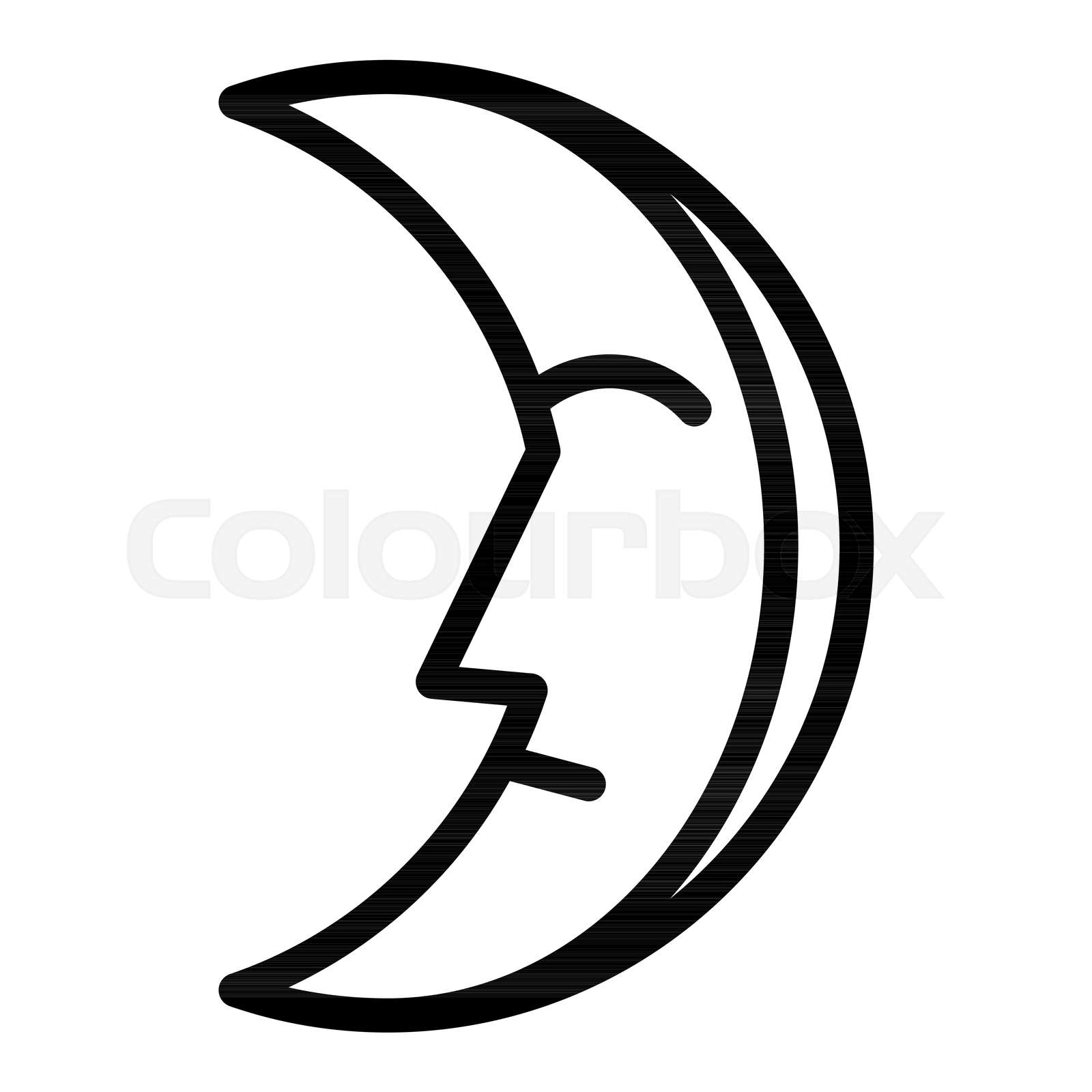 Crescent line icon. Moon face vector illustration isolated on white ...