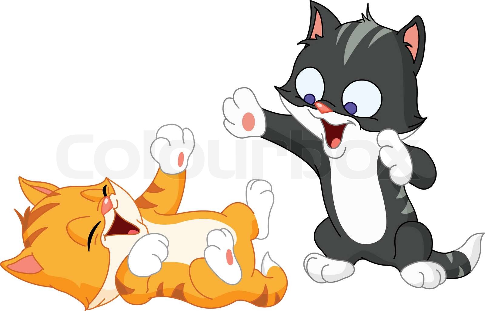 Two adorable kittens playing together | Stock vector | Colourbox