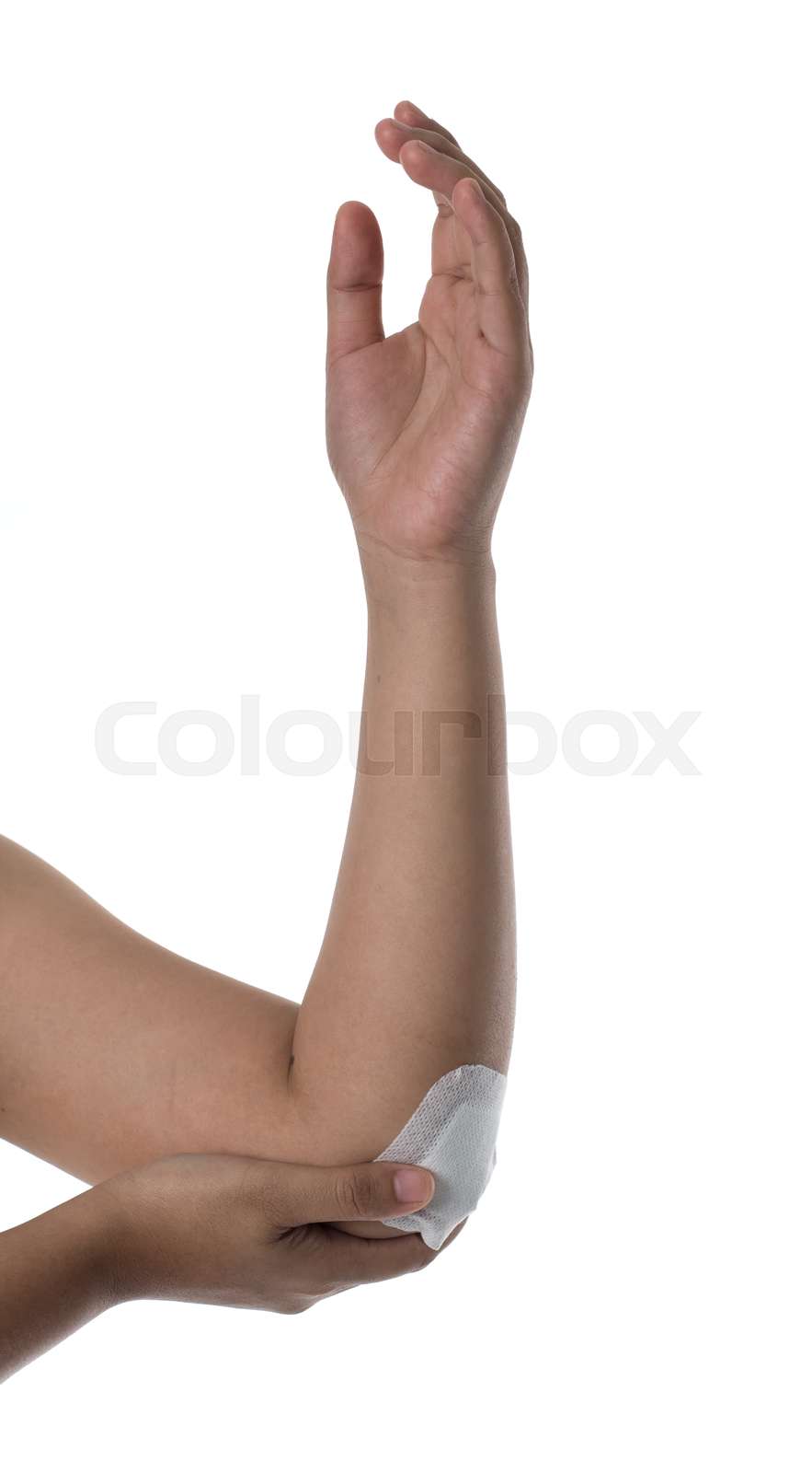 Plaster closed wound on the elbow isolated on white,Medical and ...