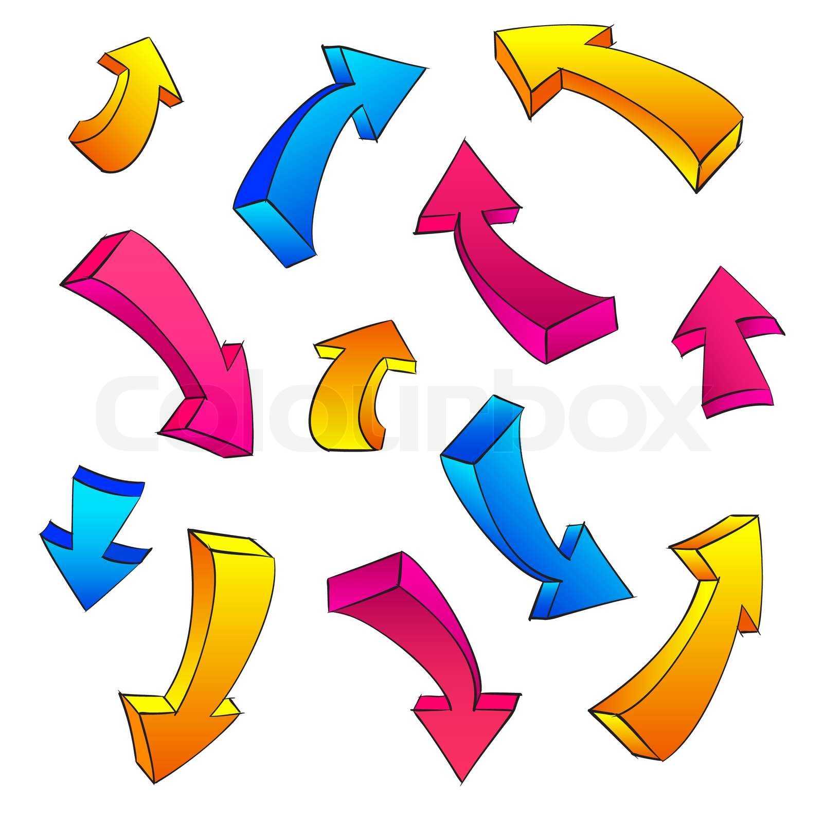 3D Pfeil Farbe skizzenhaften Design-Elemente legen Sie Vektor ...