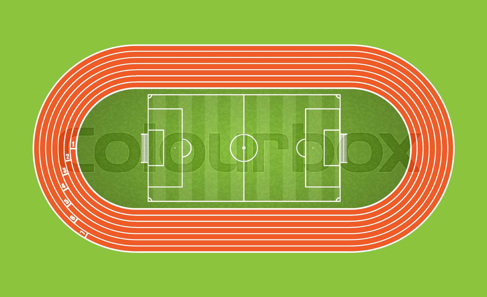Running track and football arena, top view of sport stadium. Vector ...