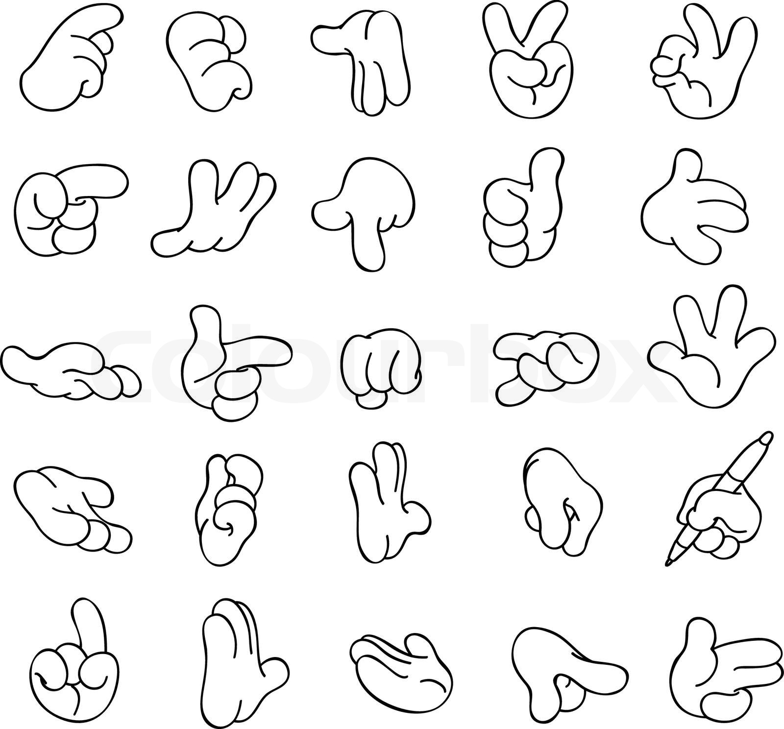 Set of outlined cartoon hands | Stock vector | Colourbox