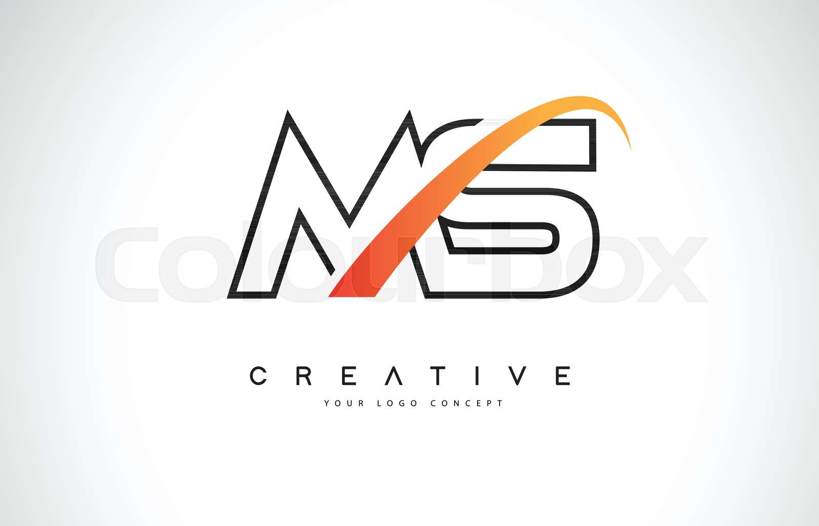 MS M S Swoosh Letter Logo Design with Modern Yellow Swoosh Curved Lines ...
