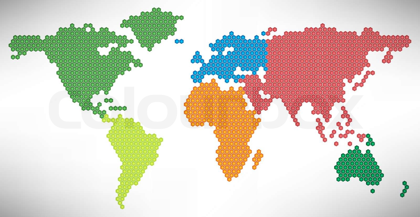 Vector world map with colored continents | Stock vector | Colourbox