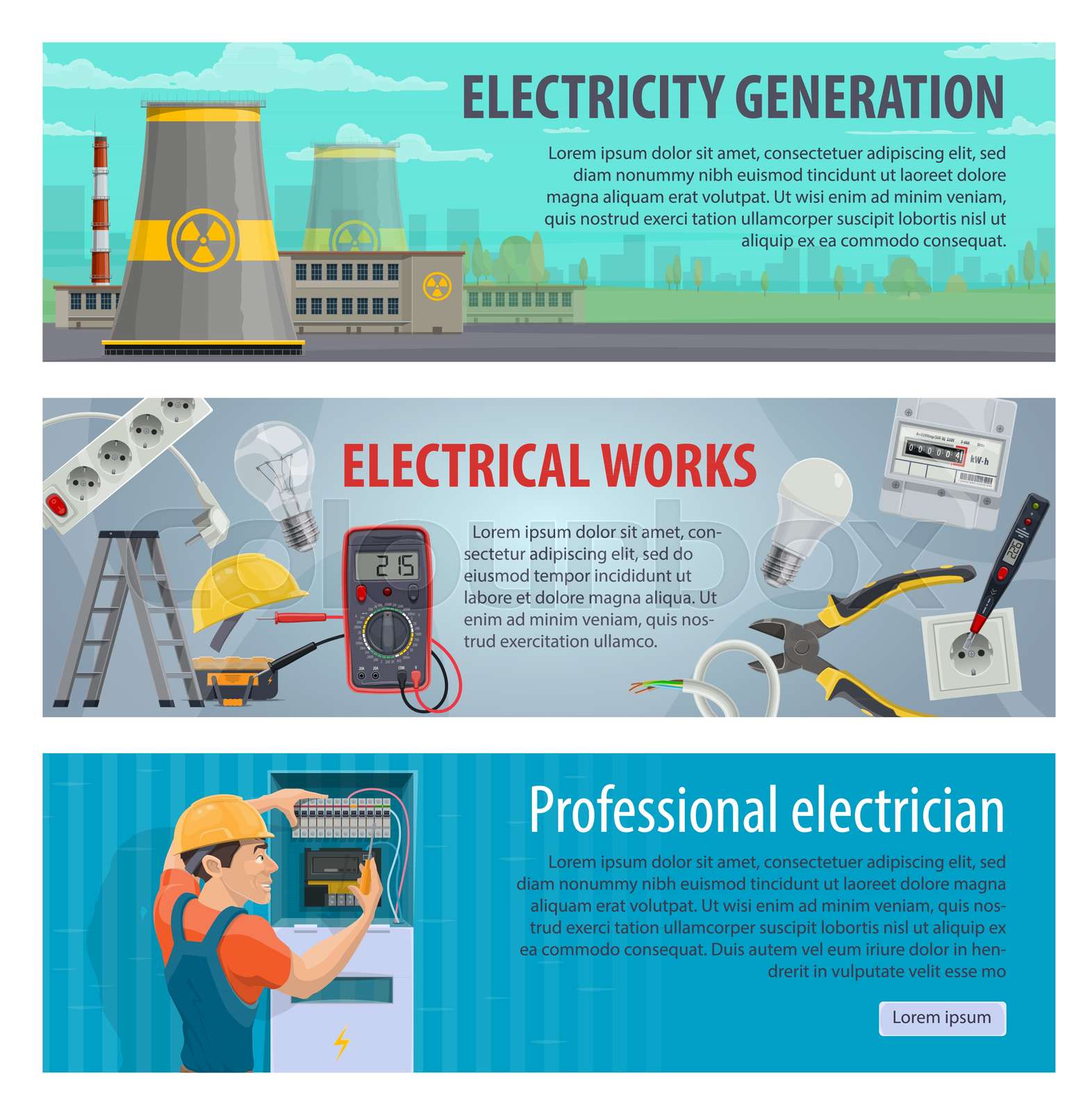 Vector electricity and energy power banners | Stock vector | Colourbox