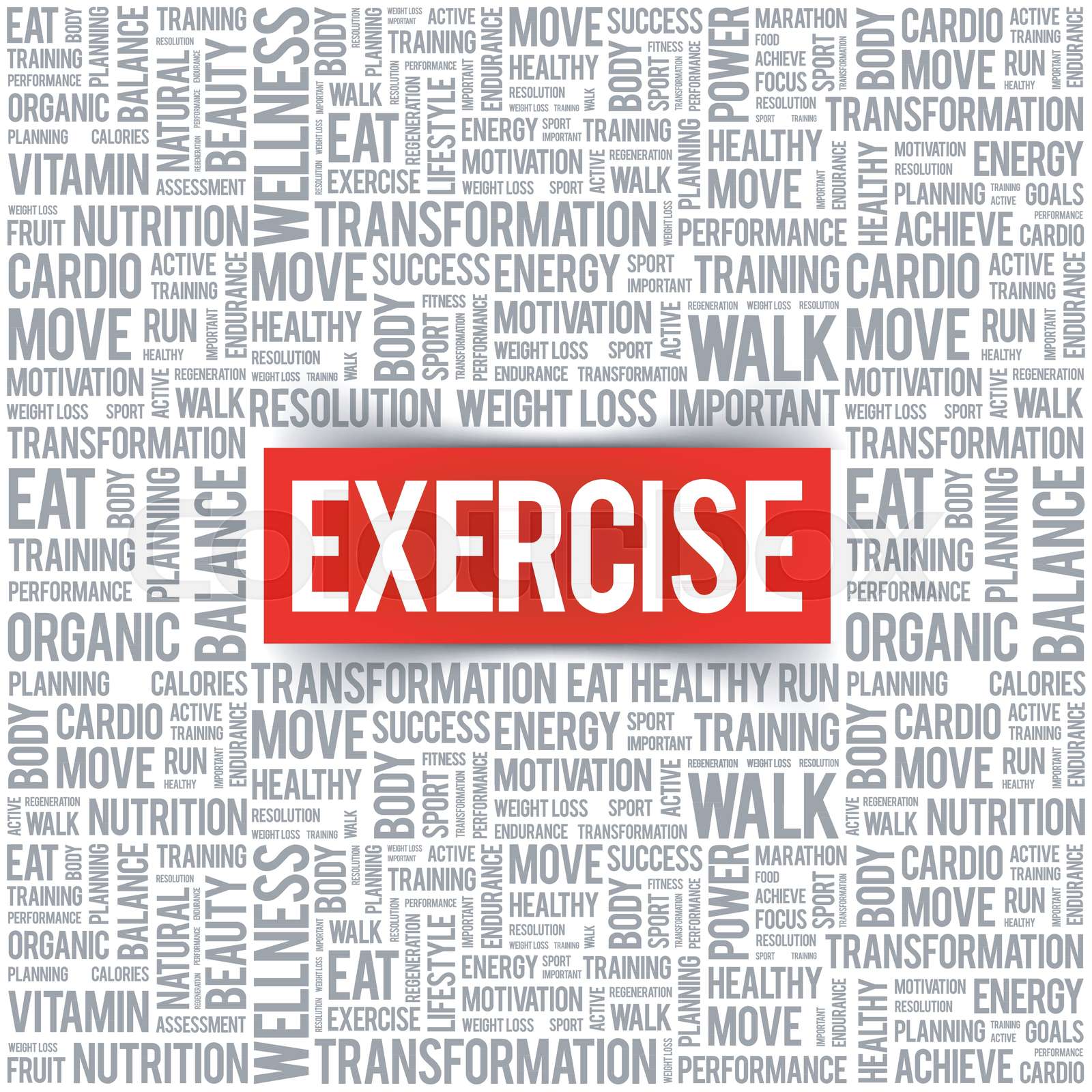 EXERCISE word cloud | Stock vector | Colourbox