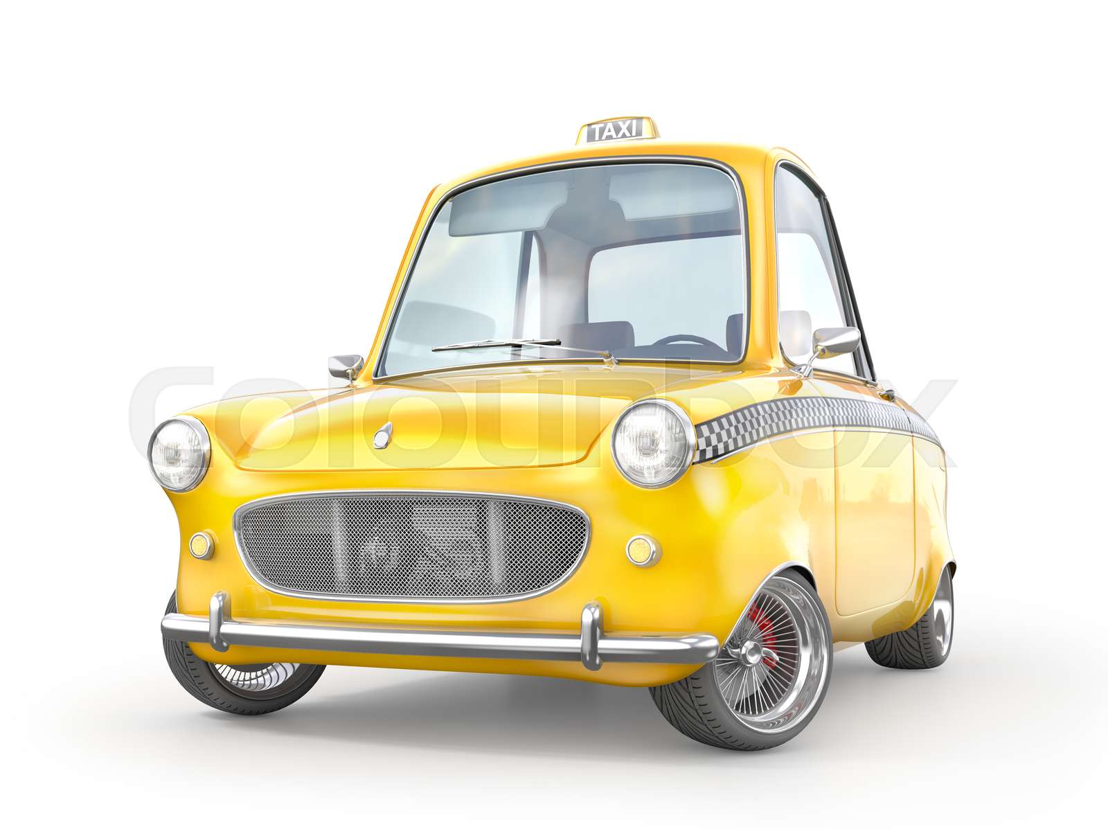 Taxi concept. Yellow retro taxi car isolated on a white | Stock image ...