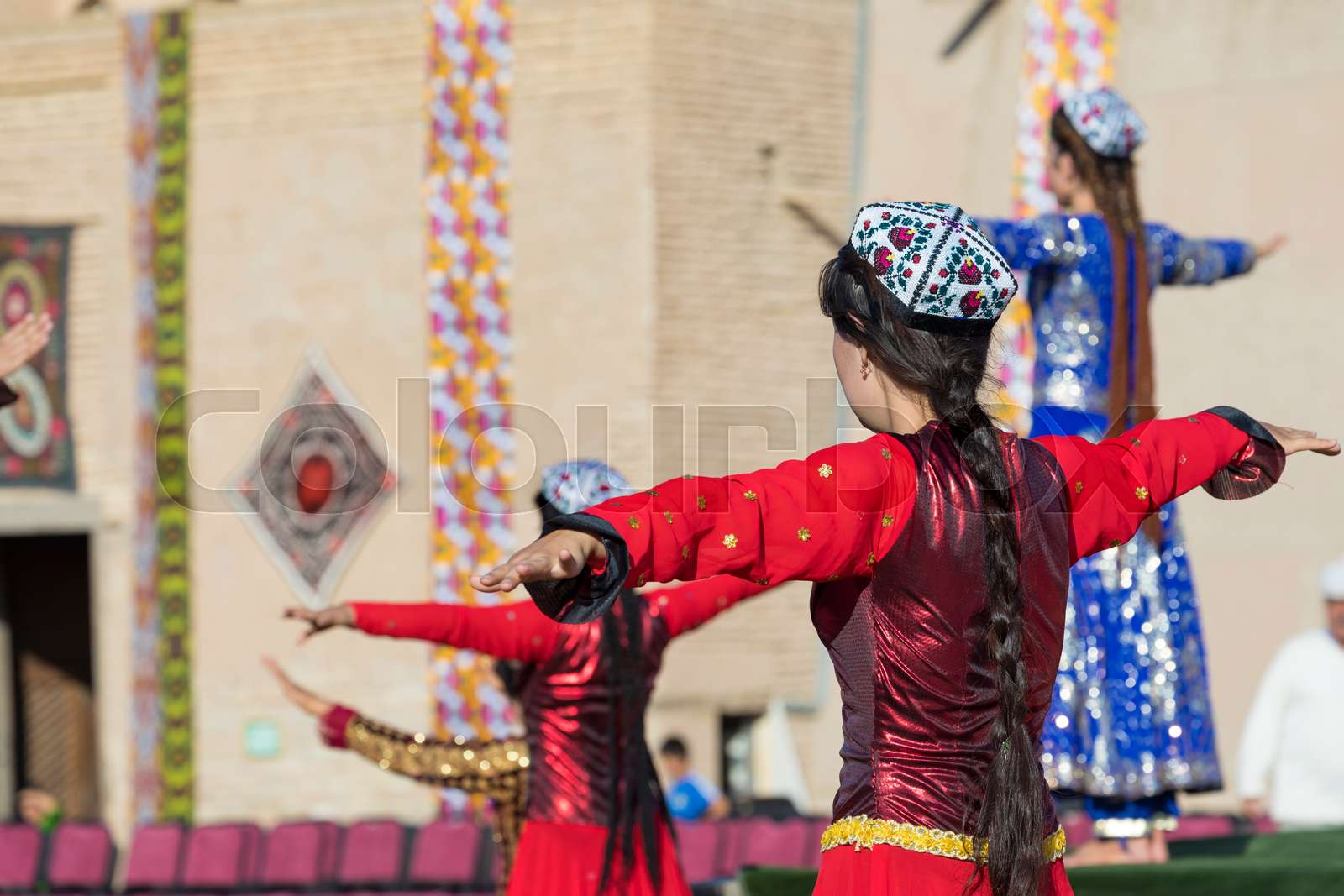 Folk dancers performs traditional dance at local festivals in Khiva ...