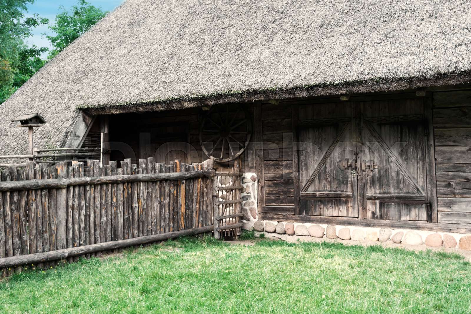 Old fashioned timber house in XIX century village | Stock image | Colourbox