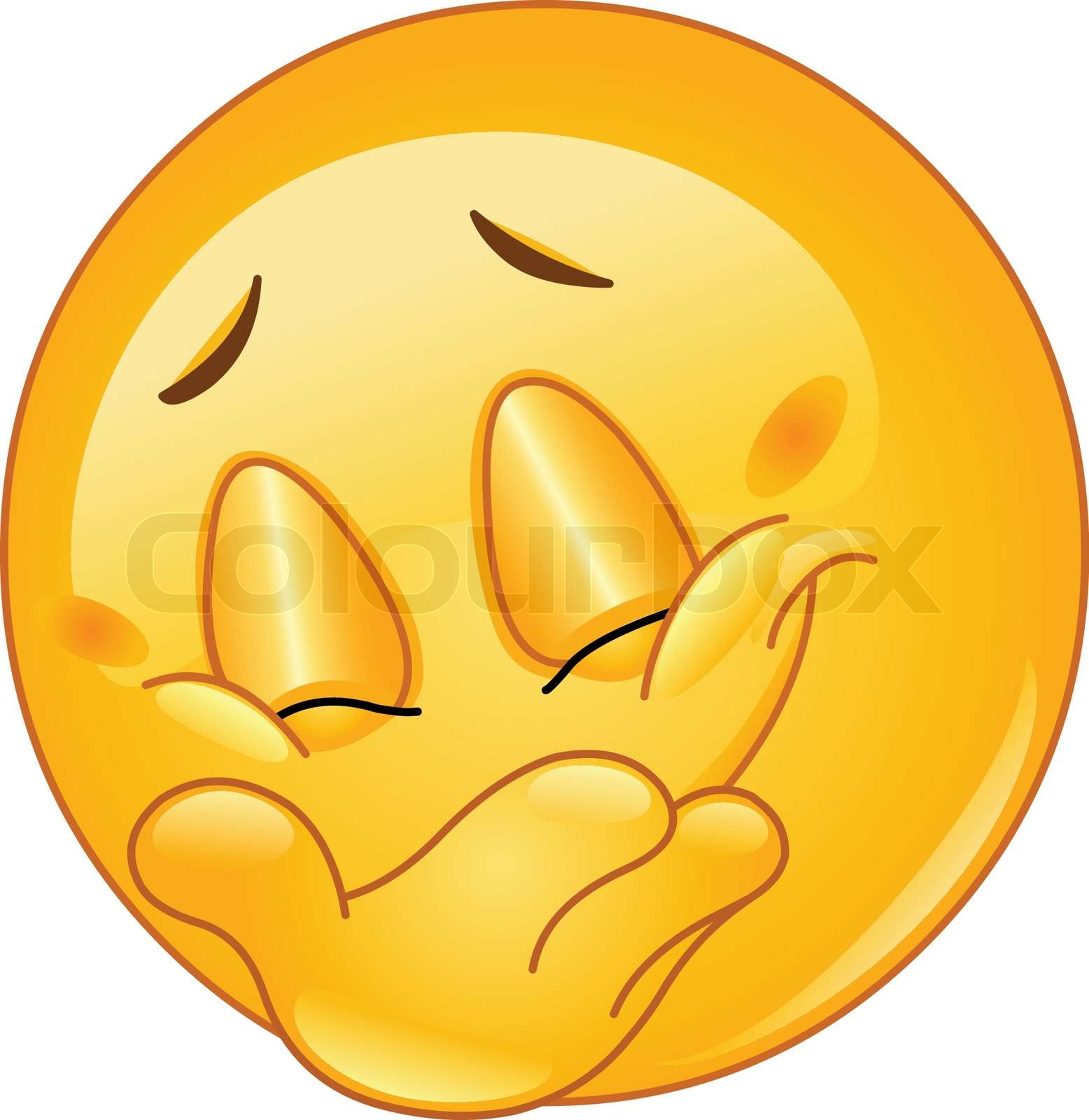 Emoticon skjule hans smil | Stock vektor | Colourbox