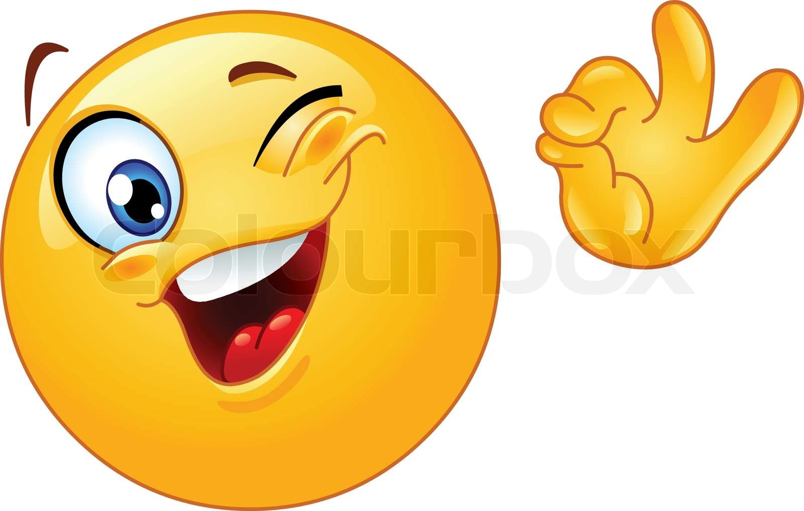 Winking emoticon showing ok sign | Stock vector | Colourbox