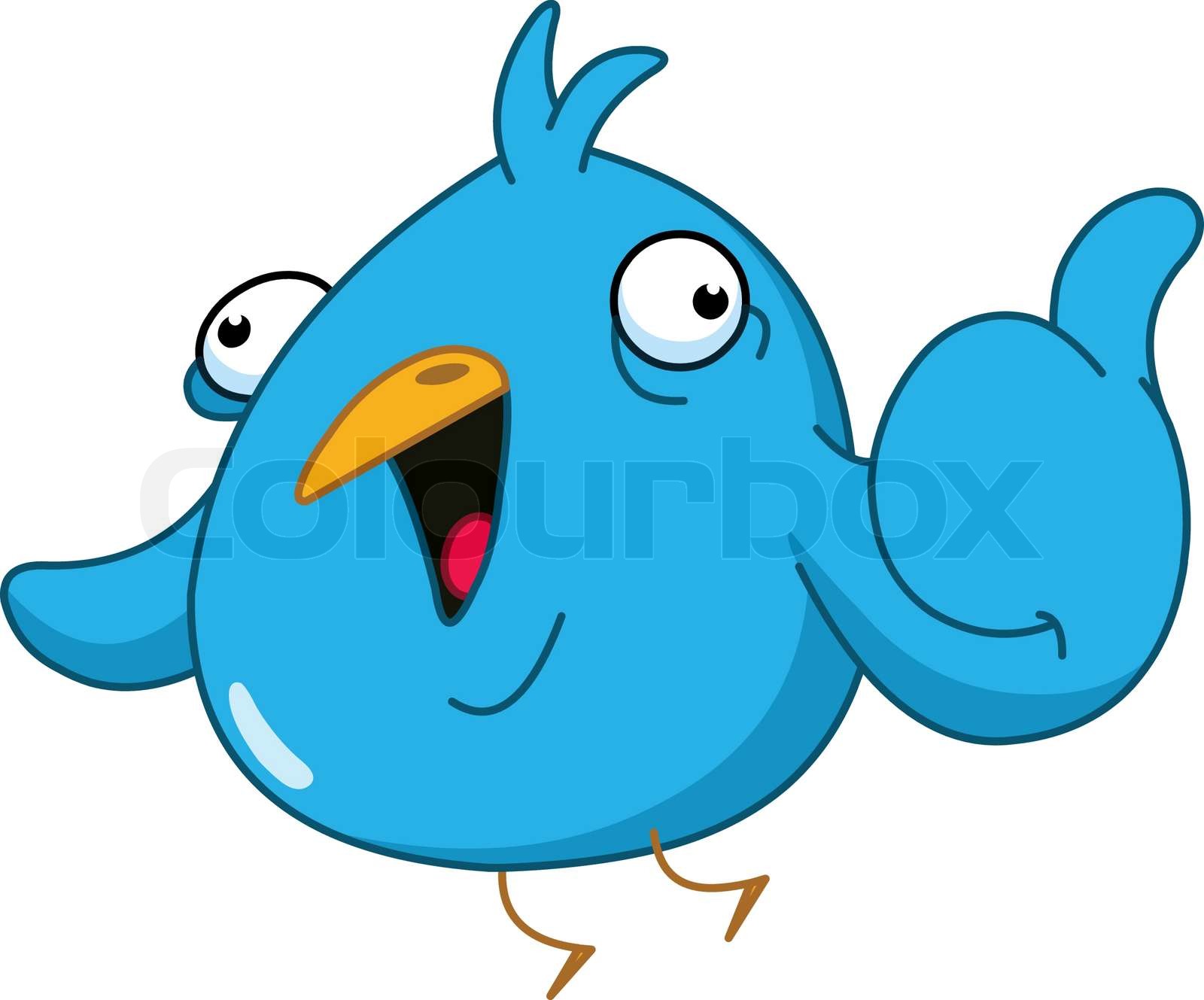 Funny blue bird showing thumb up | Stock vector | Colourbox