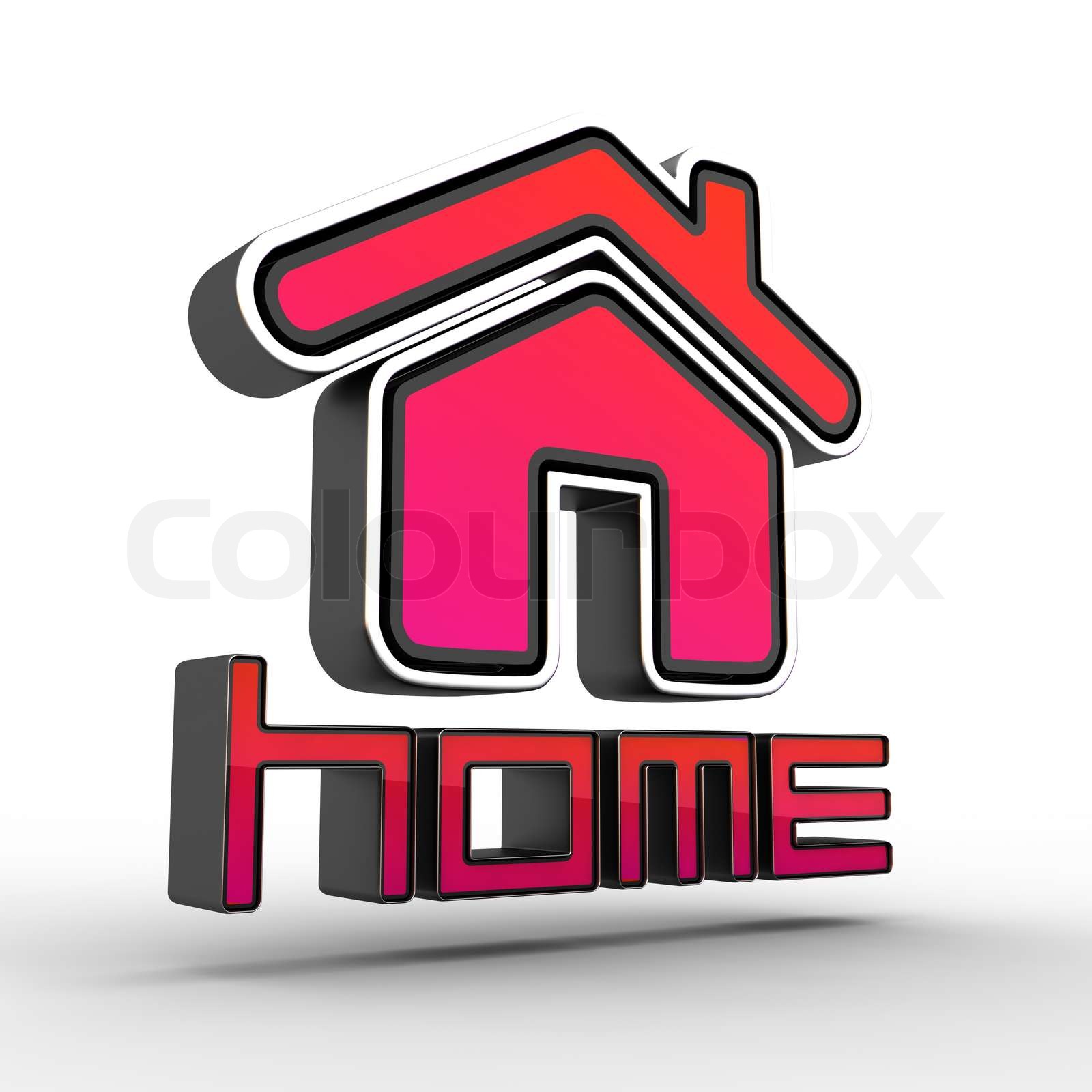 Sign of Home in Red Color Isolated on White | Stock image | Colourbox