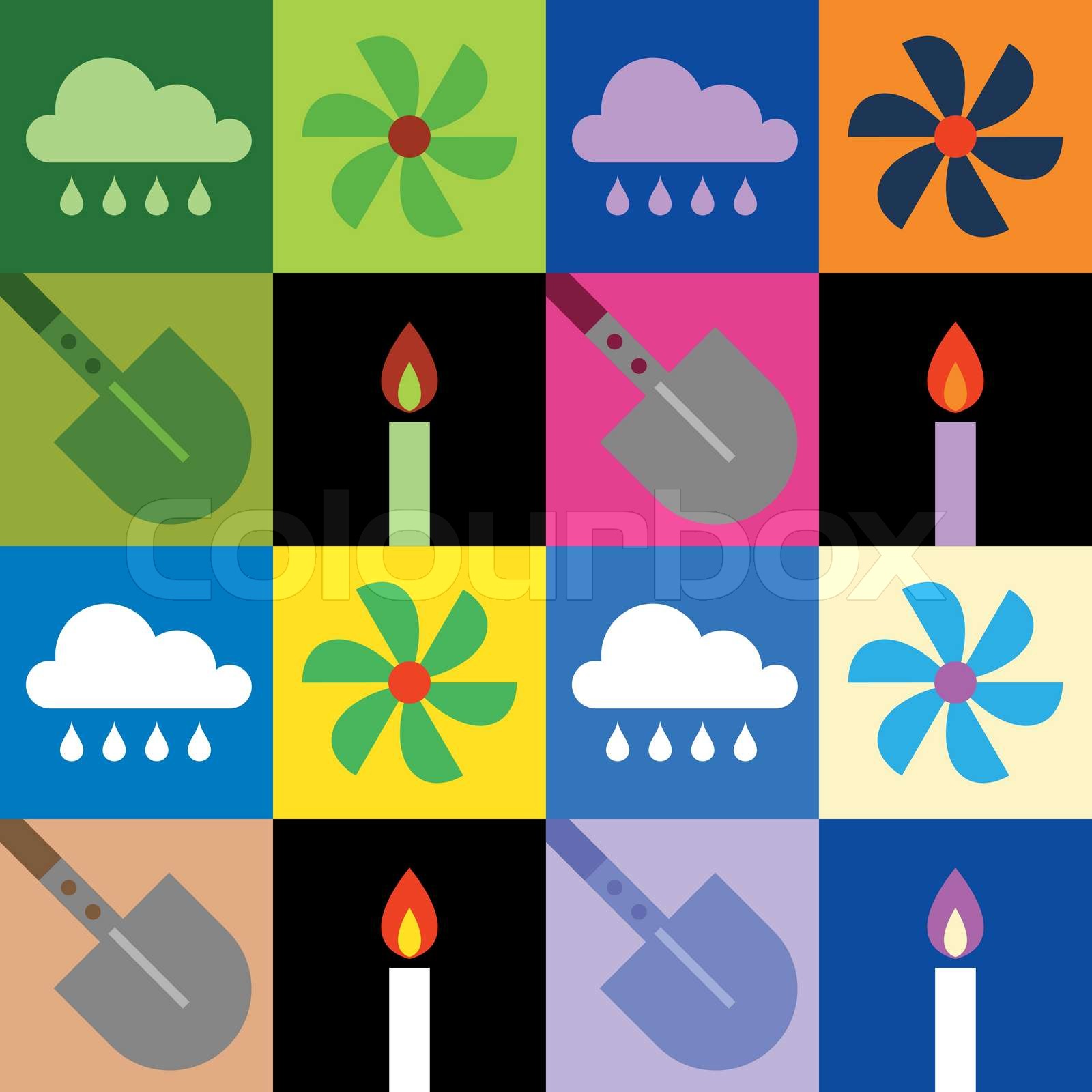 four Classical elements in simple symbols | Stock vector | Colourbox