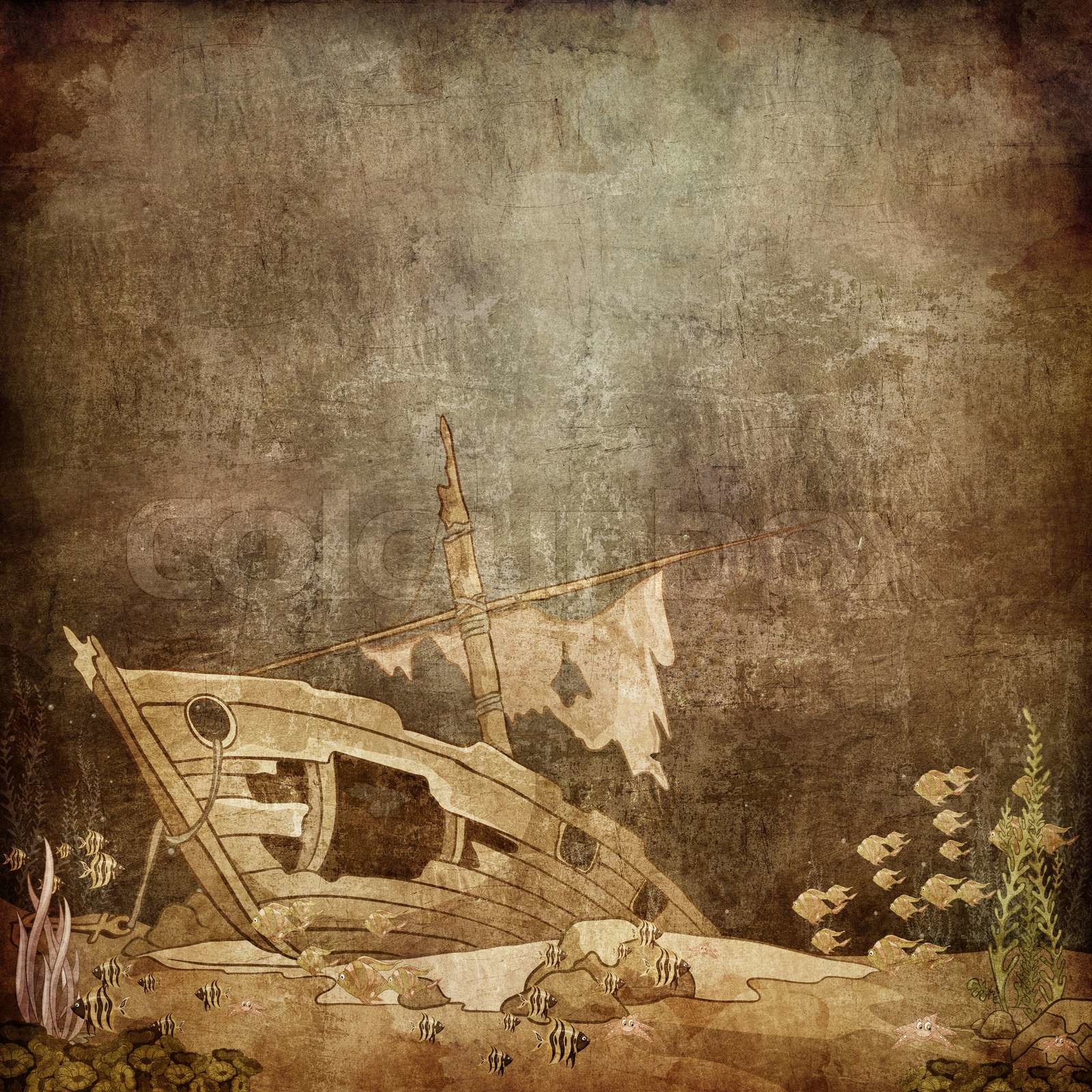 Underwater Ship on the Old Paper Style Photo | Stock image | Colourbox